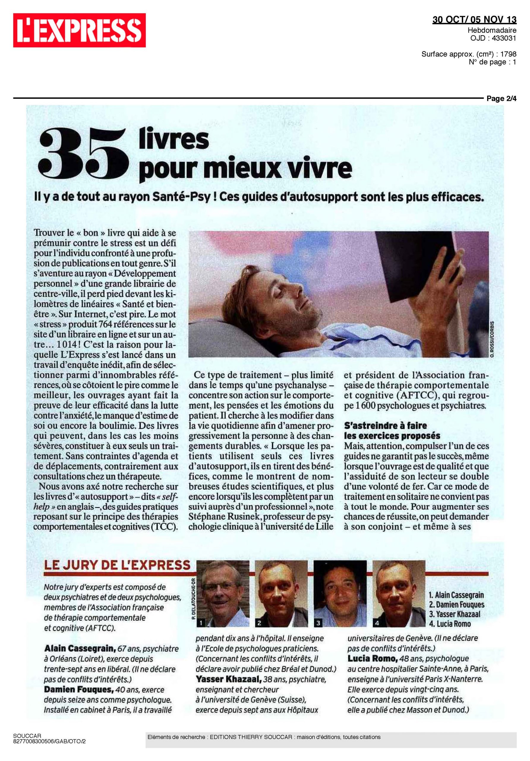Presse - L'Express - 35 livres pour mieux vivre - IFEMDR